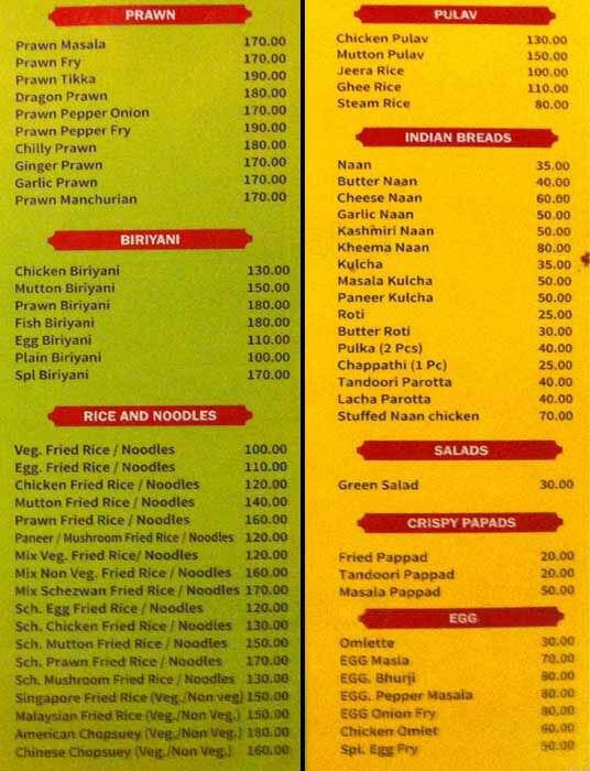 Menu at Green Chilli, Chennai, No4