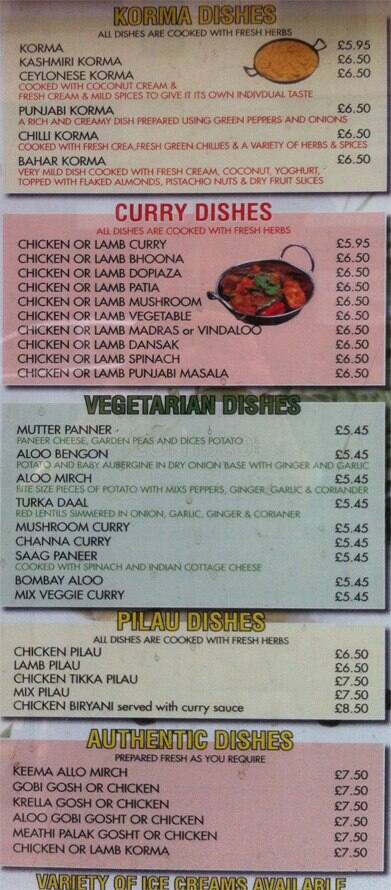 Menu at Chilli Grill & Thrill restaurant, Glasgow, 35 High St