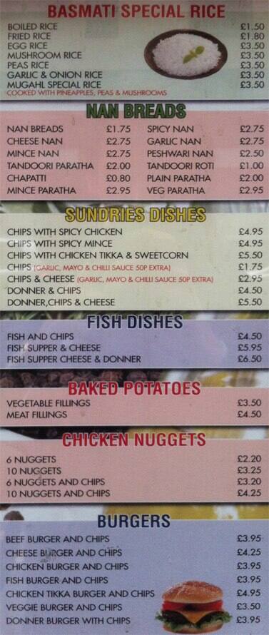Menu at Chilli Grill & Thrill restaurant, Glasgow, 35 High St