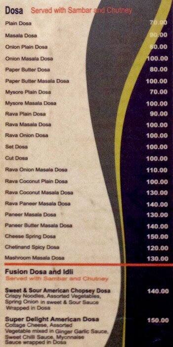 Menu at Dosa & Chutney, Pune, Shop No S/7