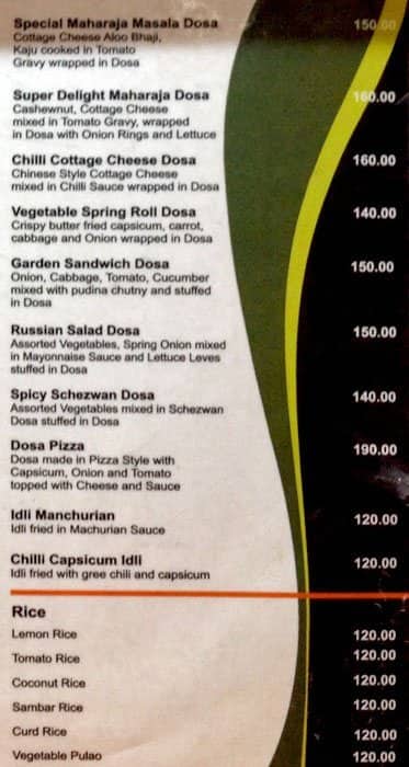 Menu at Dosa & Chutney, Pune, Shop No S/7