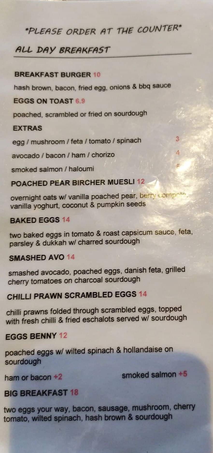 Menu at Macchina Liverpool cafe, Liverpool