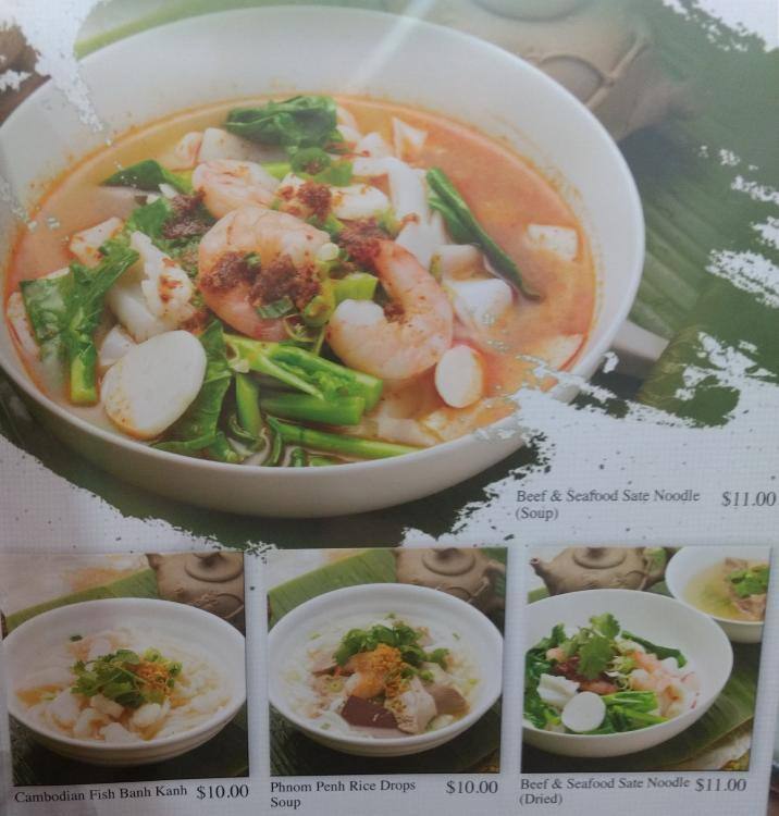 Menu at Battambang Cambodian Restaurant, Cabramatta