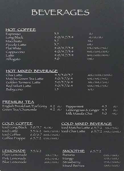 Menu at Caffe Cherry Beans cafe, Indooroopilly