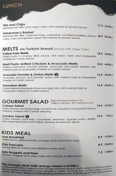 Menu at Caffe Cherry Beans cafe, Indooroopilly