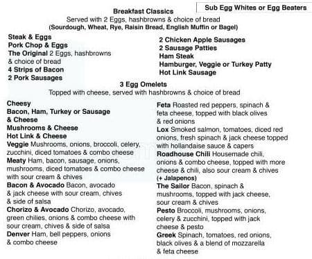 Menu at Breakers Breakfast, Brunch & Lunch restaurant, Pacifica