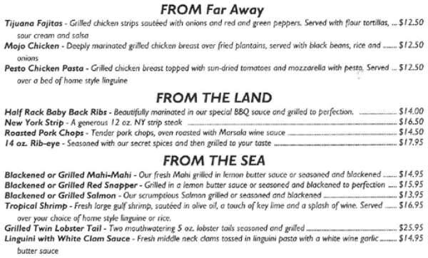 Menu at Beaches Bar And Grill, Miami Beach
