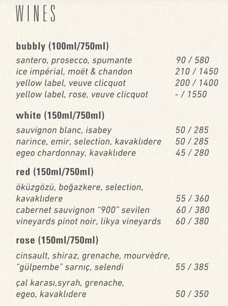 Menu at Ukiyo Lounge & bar, Istanbul