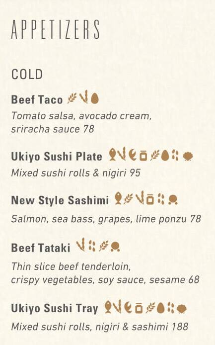 Menu at Ukiyo Lounge & bar, Istanbul