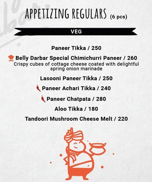 Menu of Belly Darbar, Chembur, Mumbai