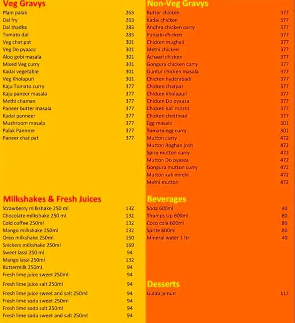 Menu at The Hyderabad Chefira, Bengaluru, Building 101/47