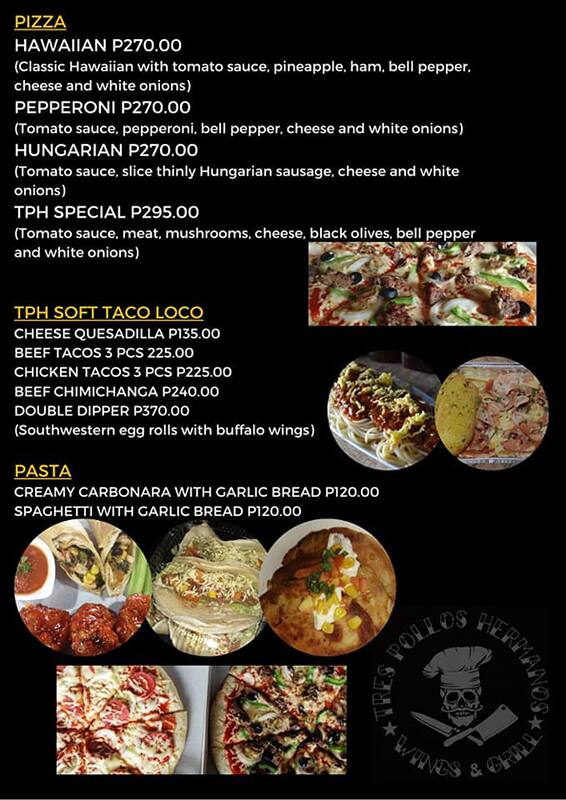 Menu at Tres Pollos Hermanos restaurant, Cainta