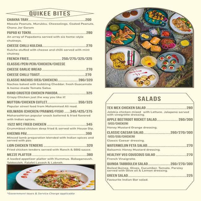 Menu of 1522 - Bar And Kitchen, Mahakali, Mumbai