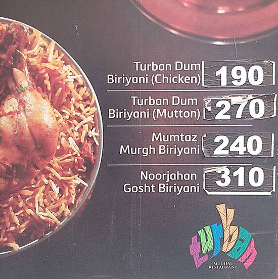 Menu of Turban Mughal Restaurant, Royapuram, Chennai