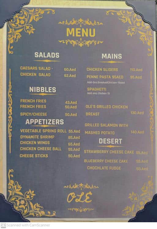 Menu of Olé Dubai, Downtown Dubai, Dubai
