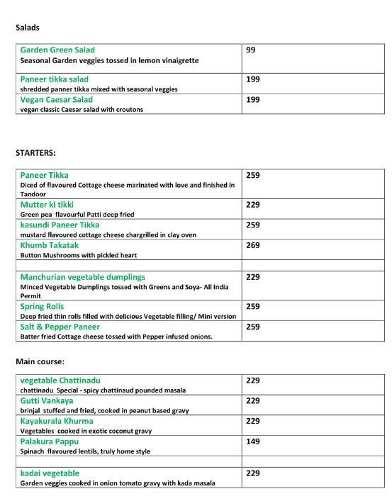 Menu of The Green Box, Kukatpally, Hyderabad