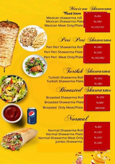 Menu of The Shawarma Corner, Electronic City, Bangalore