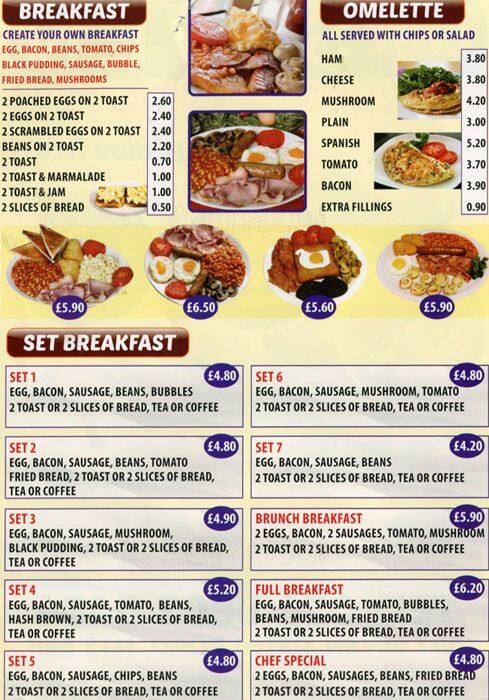 Menu at Café Seven cafe, London, 497 Seven Sisters Rd