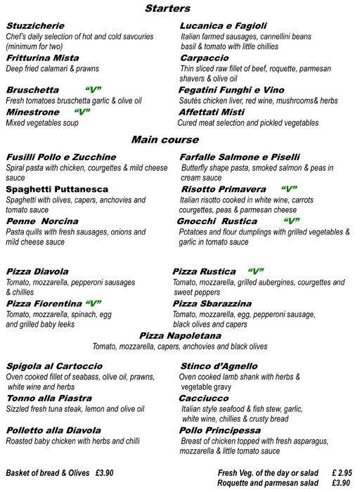 Menu at Osteria Del Portico restaurant, London, Big Jims Trims