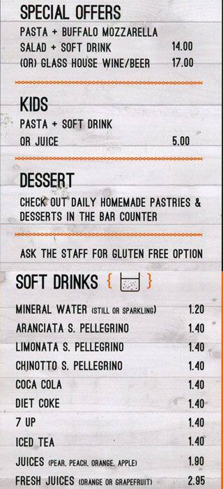 Menu at Pasta Remoli Finsbury Park restaurant, London, 7 Clifton Terrace