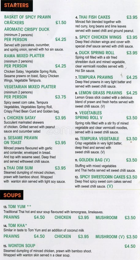 Rama Thai Menu, Menu for Rama Thai, Stepney, London - Zomato UK