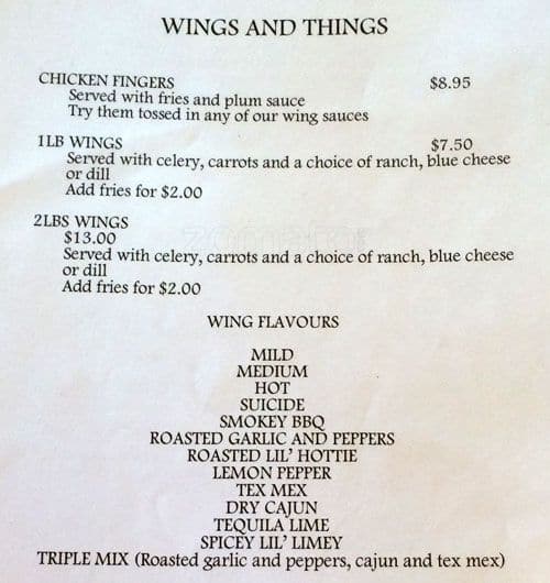 Menu at The Ridges Pub, Pickering