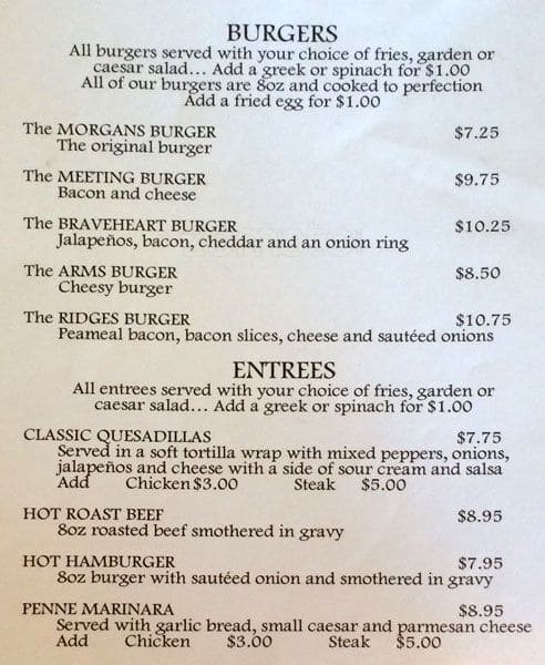 Menu at The Ridges Pub, Pickering