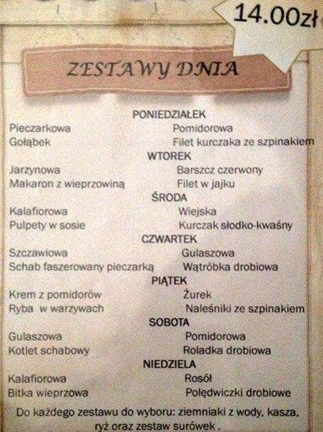 Menu at Chata Pyszności - restauracja, catering, obsługa imprez ...