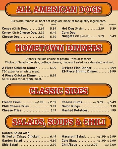 Menu at A&W Restaurant, Tacoma, Bridgeport Way SW