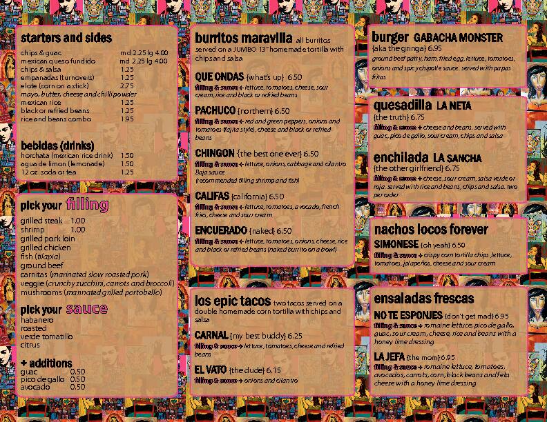 Carta del restaurante Chicano Mexican Grill, Lauderhill