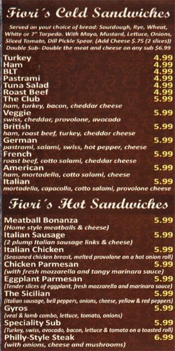 Menu at Fiori Pizza & Spirits pizzeria, San Diego