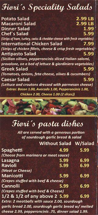 Menu at Fiori Pizza & Spirits pizzeria, San Diego