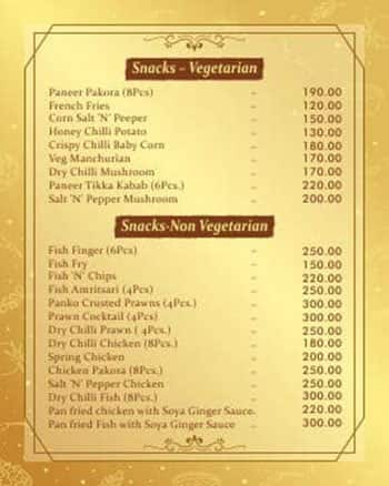 Menu of Rajasik Restaurant, Rishra, Kolkata