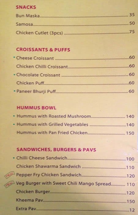 Prithvi Cafe Menu, Menu v reštaurácii Prithvi Cafe, Juhu, Mumbai - Zomato