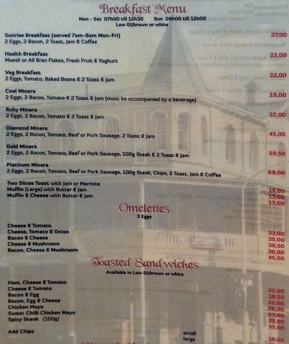Menu at The Kimberley Hotel (Kimbo) Cape Town pub & bar, Cape Town, 46 ...