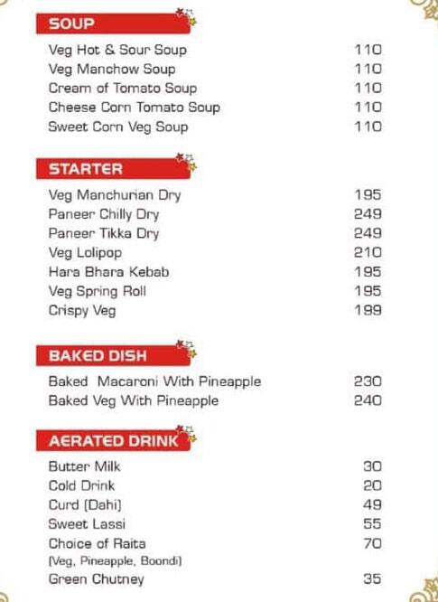 Menu at Topaz Restaurant, Ahmedabad, Ronak Complex