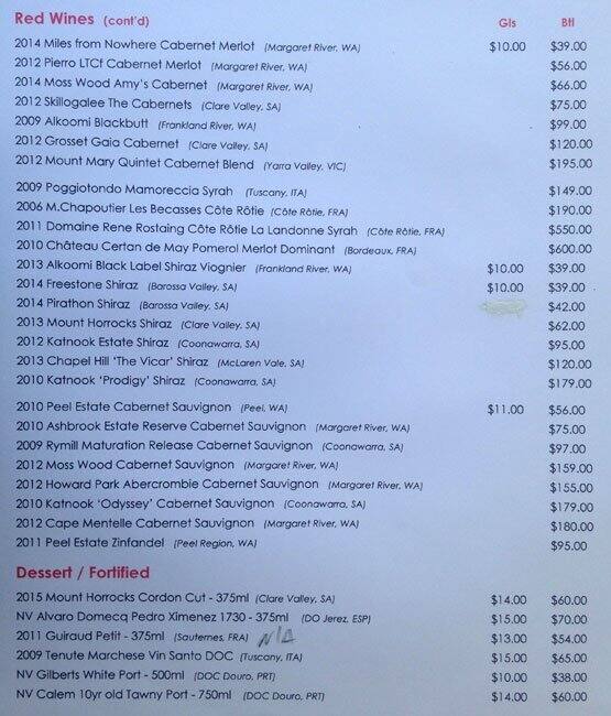 Menu at Dolce Bellissimo restaurant, Claremont Menu at Dolce Bellissimo restaurant, Claremont