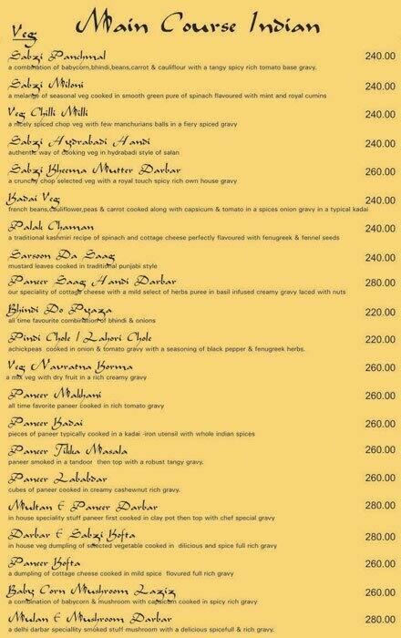 Menu at Delhi Darbar Fusion, Mumbai, 2nd floor