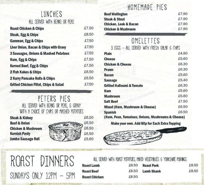 Menu at koffees and kream cafe, London