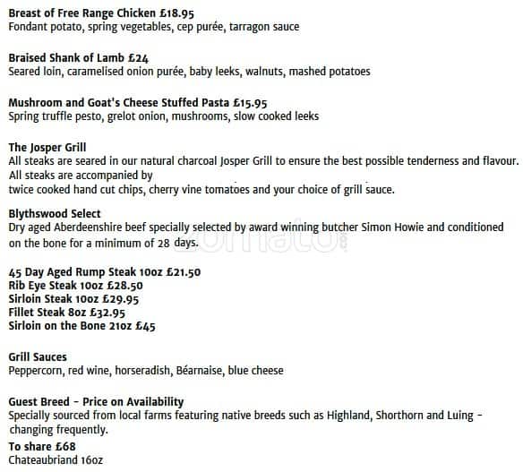 Menu at The Restaurant at Blythswood Square, Glasgow