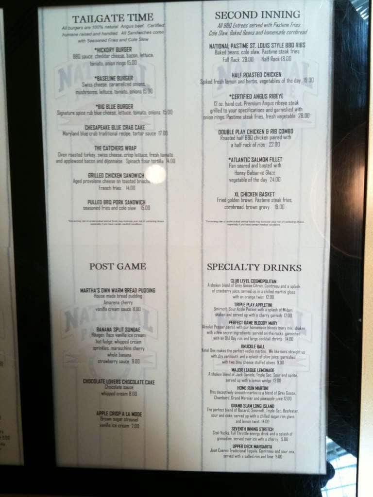 Menu at National Pastime Sports Bar & Grill, Fort Washington