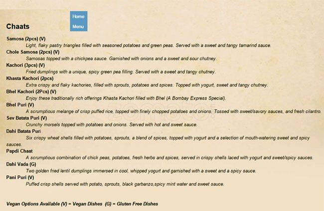 Bombay Express Menu, Menu de Bombay Express, Wells Branch, Austin ...