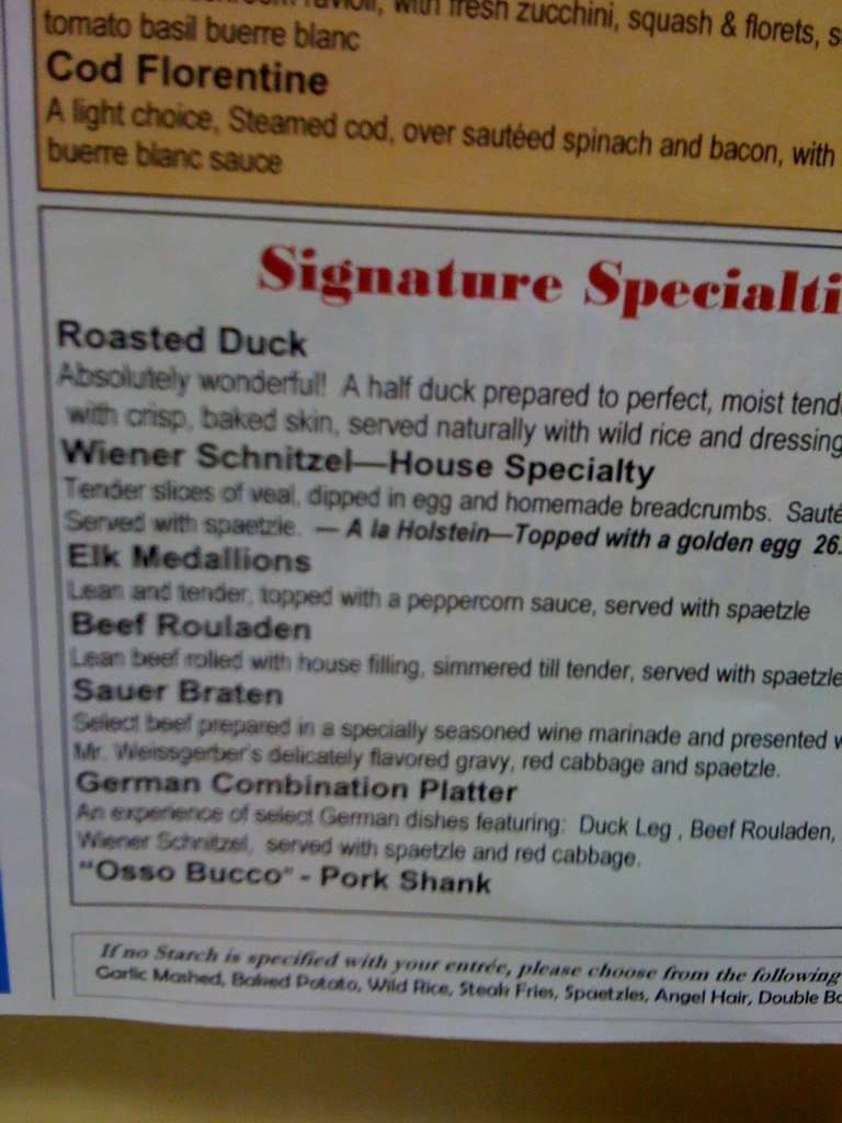 Menu at Golden Mast Inn pub & bar, Okauchee Lake