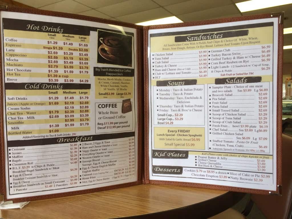 Menu at Cozy Cappuccino cafe, Paris