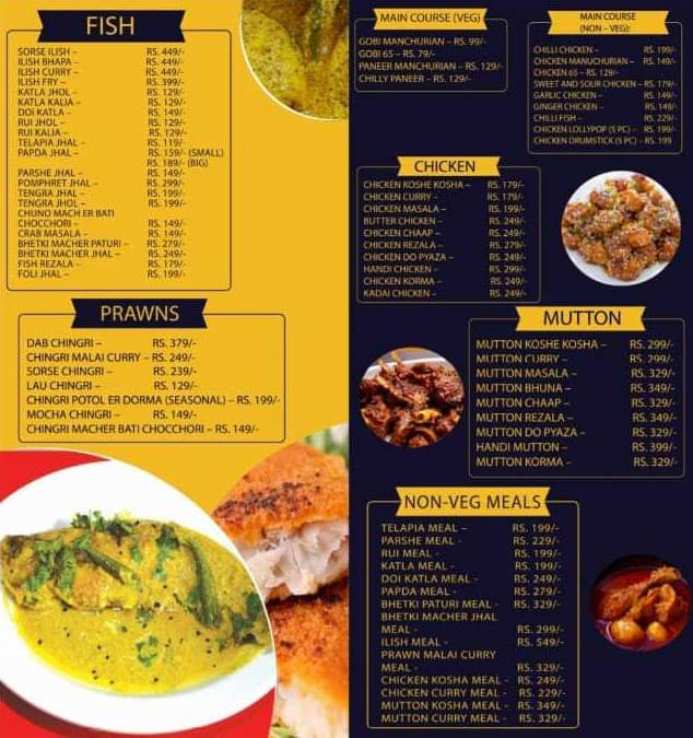 Menu at NOSTALGIC KOLKATA, PERUNGUDI, Chennai