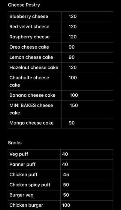 Menu of Mini Bakes, Vikhroli, Mumbai