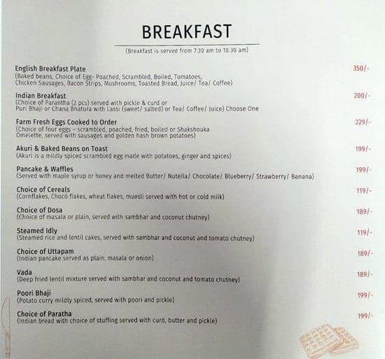 Menu of Rock Manali By Vivaan, Aleo, Manali