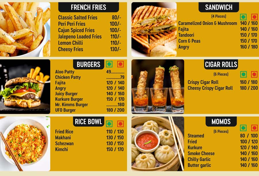 Menu of Mr. Kimm's, Rohini, New Delhi