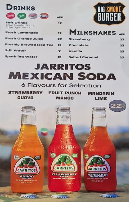 Menu at Big Smoke Burger restaurant, Dubai, WX67+F49