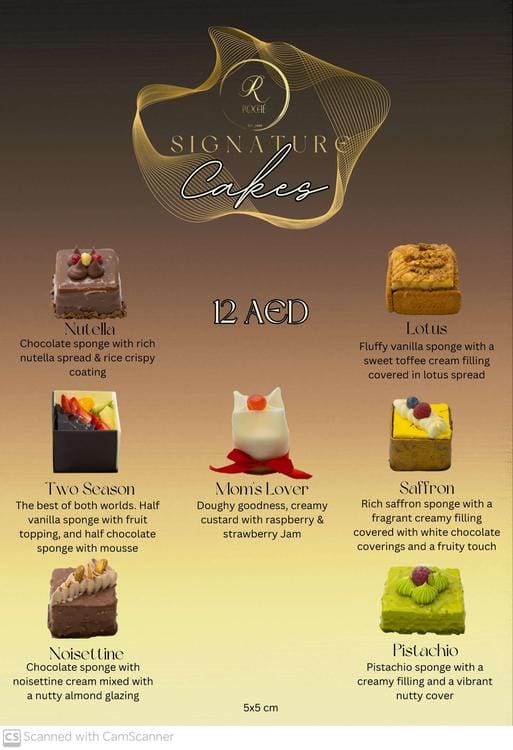 Menu of Roche, Al Majaz, Sharjah